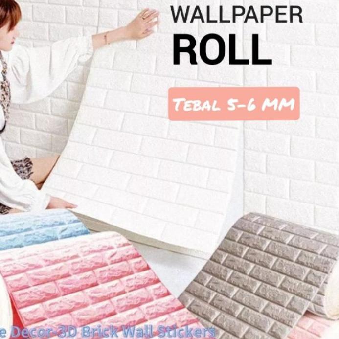Jual Terbaik WALLPAPER ROLL 3D BATU BATA TIMBUL WALLFOAM BATU BATA ...
