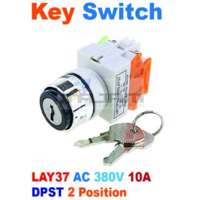 Jual LAY37 AC 380V 10A DPST 2 Position Rotary Key Lock Switch 1 NC 1NO | Shopee Indonesia