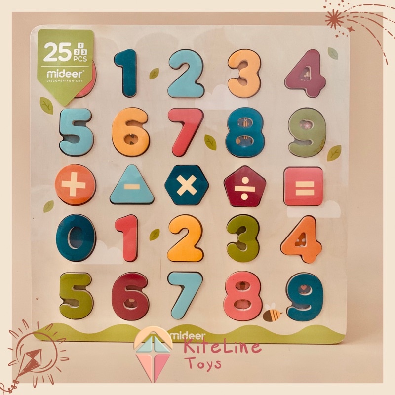 Jual Mideer Wooden Puzzle Kayu Board Number Chunky Angka Mainan Edukasi ...