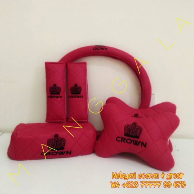 Jual 4 in 1 Mahkota/Crown Merah (Cover Stir, Cover Seatbelt, Tempat ...