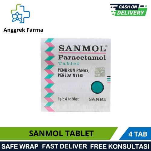 Jual SANMOL TABLET/OBAT DEMAM/PENURUN DEMAM/PANAS/OBAT NYERI KEPALA ...
