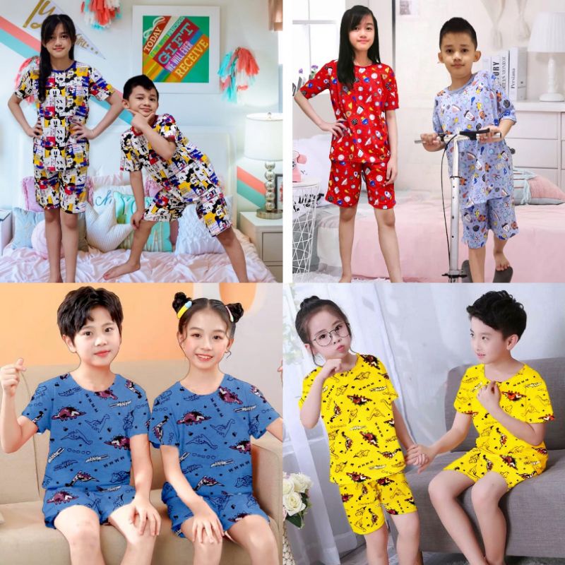 Jual MALVIN SETELAN PENDEK / SET BAJU ANAK UNISEX COWOK/CEWEK USIA 1- 12 TAHUN FULLPRINT ...