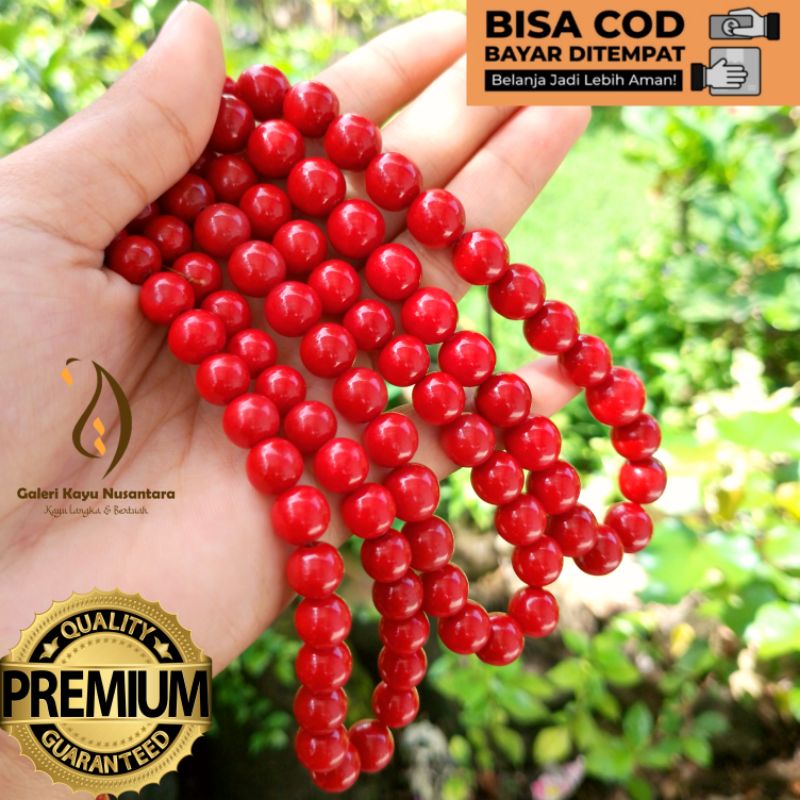 Jual Butiran Batu Coral Marjan Merah bulat 8,9,10,11,12mm perbutir ...