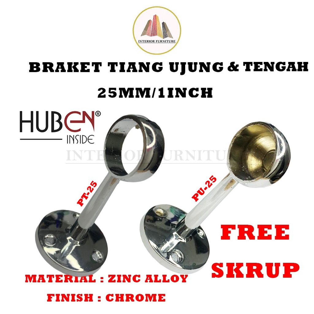 Jual Bracket pipa sock tiang bulat aluminium chrome ss tembus dan buntu ...