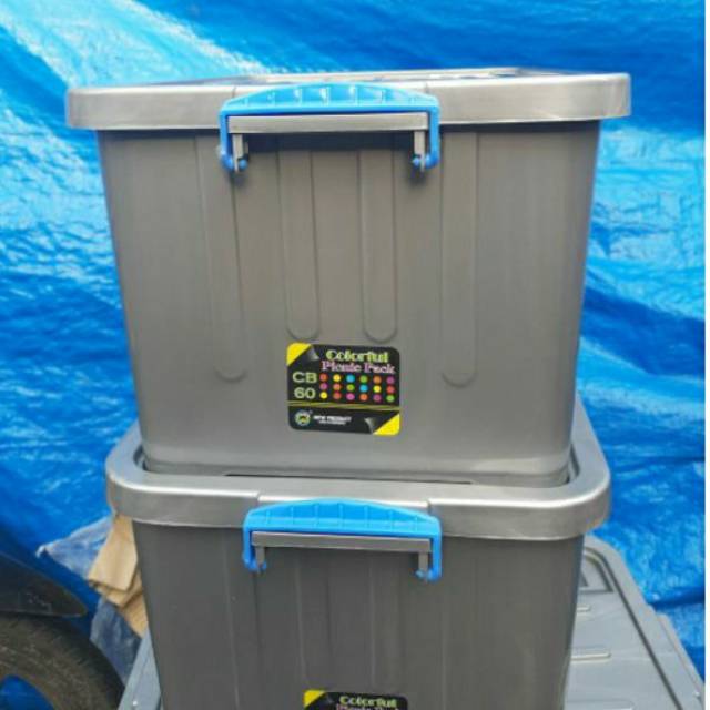 Jual KONTAINER BOX PLASTIK RODA 60 LITER SILVER CONTAINER BOX MPW 60 ...