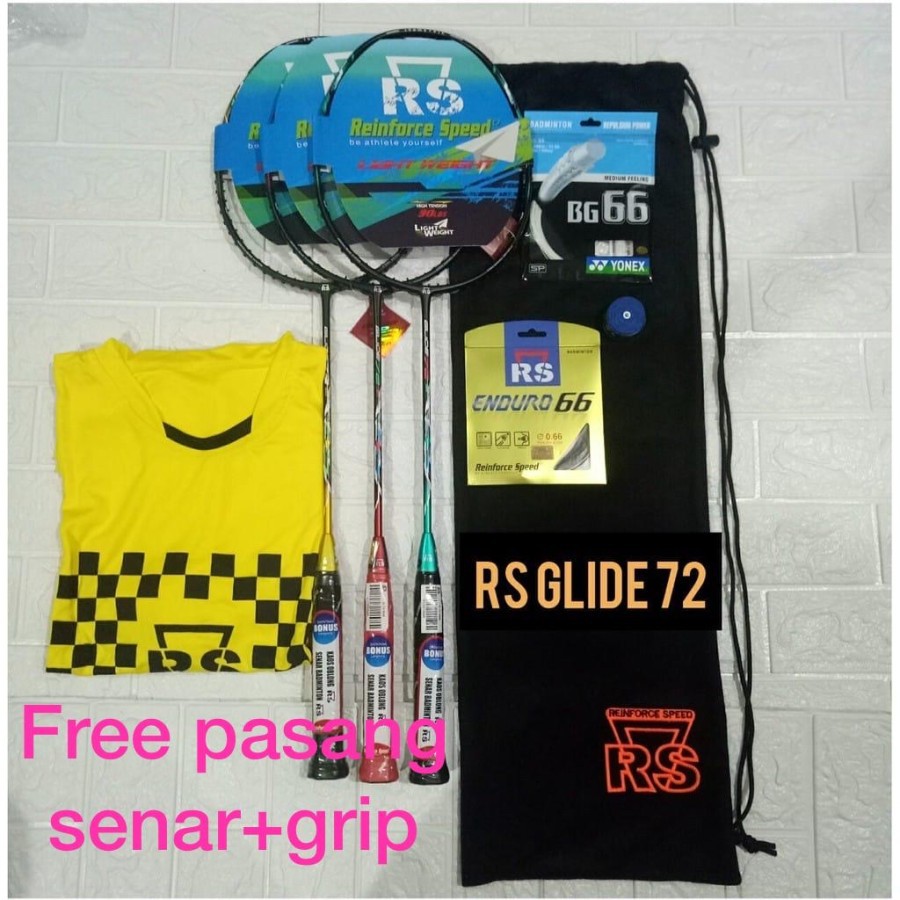 Jual Raket Badminton RS GLIDE 72 merah/gold/Jade +senar full set ...