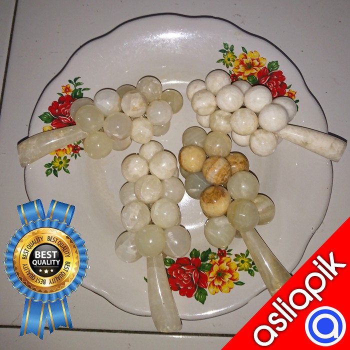 Jual hiasan dekorasi pajangan setangkai buah anggur dari bahan batualam ...