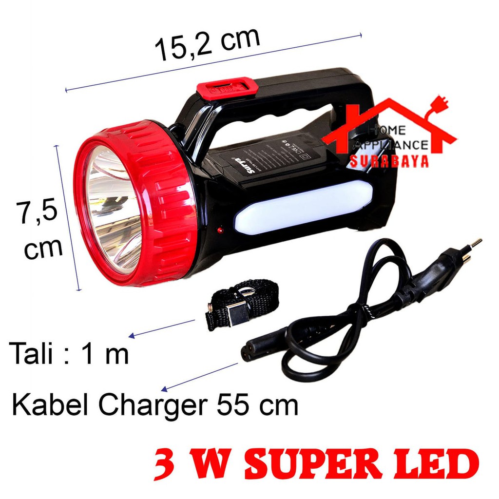 Jual Senter Lampu Emergency Surya 2 IN 1 SHT L3W 10 SMD LED USB Rechargeable | Shopee Indonesia