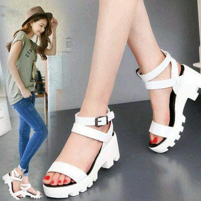 Jual Sandal kicker docmart tali wanita putih lucu santai casual modis ...
