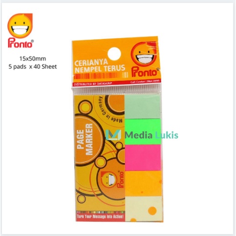 Jual PRONTO STICKY NOTE 40 LEMBAR ISI 5 WARNA / MEMO 5 PAD X 40 SHEET ...
