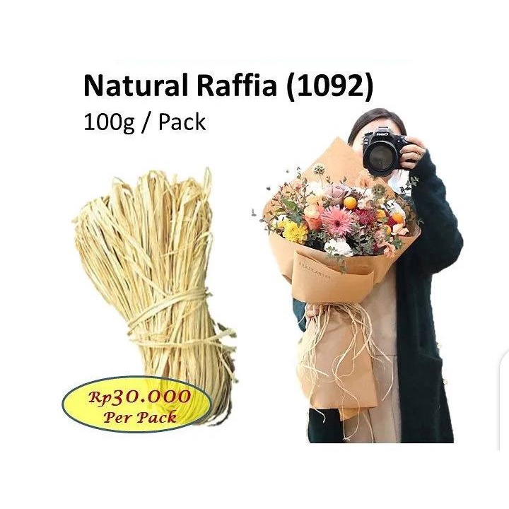 Jual Natural Raffia - pita rafia natural rafia ribbon - jerami sintetis ...