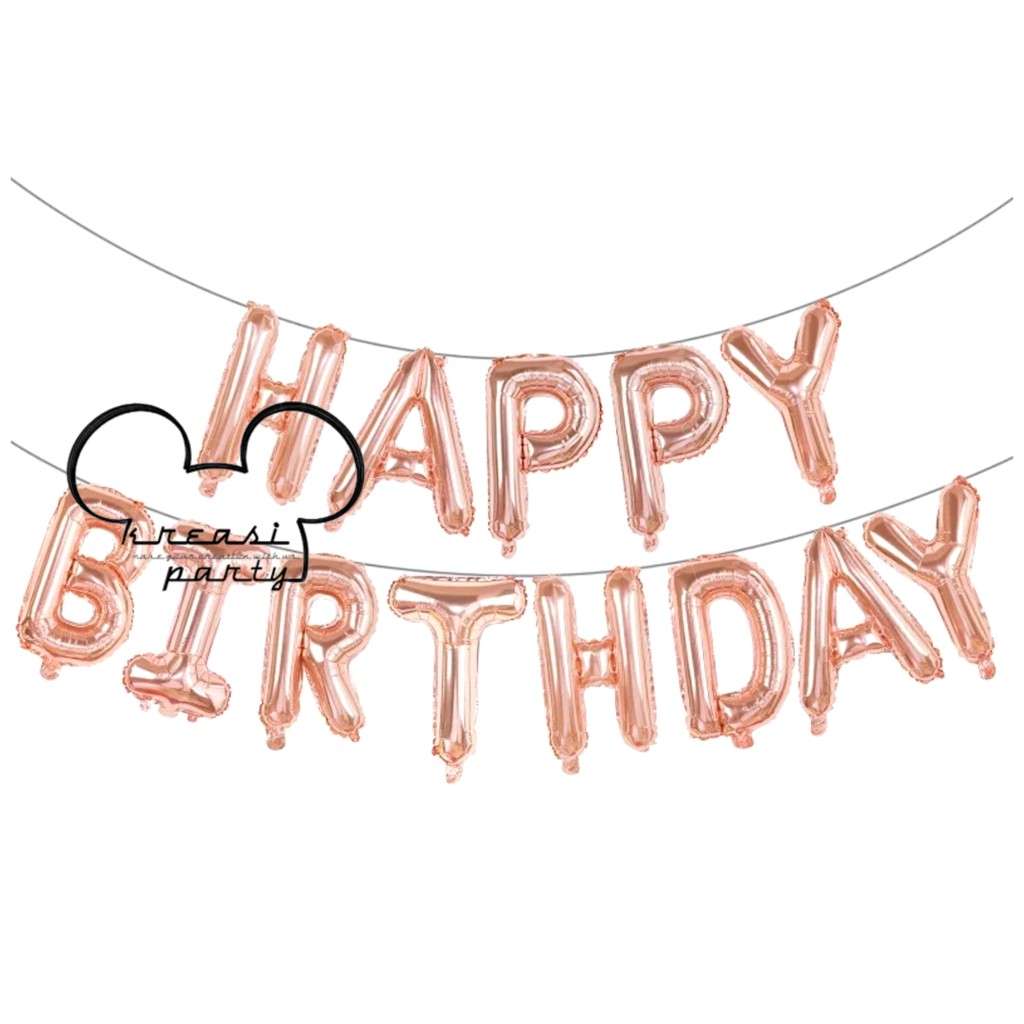 Jual Balon Happy Birthday Set ROSEGOLD / Balon HBD SET ROSEGOLD/ Balon ...
