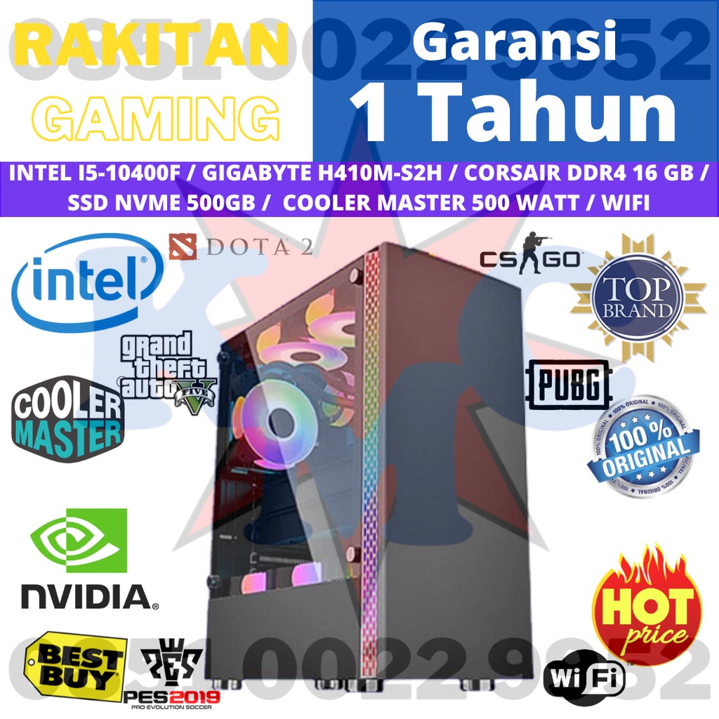 Jual PC Rakitan Gaming Intel i5-10400F 16GB 500GB H510M H VGA | Shopee Indonesia