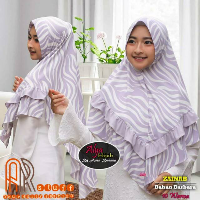 Jual jilbab motif zebra belang salur motif zainab ori by. alya hijab ...