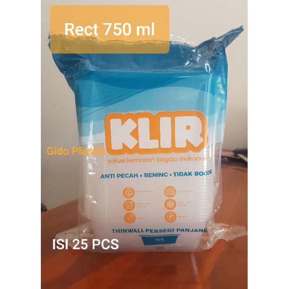Jual Thinwall 750 Ml Thinwall Kotak Thinwall Klir 750 Ml Isi 25 Pcs