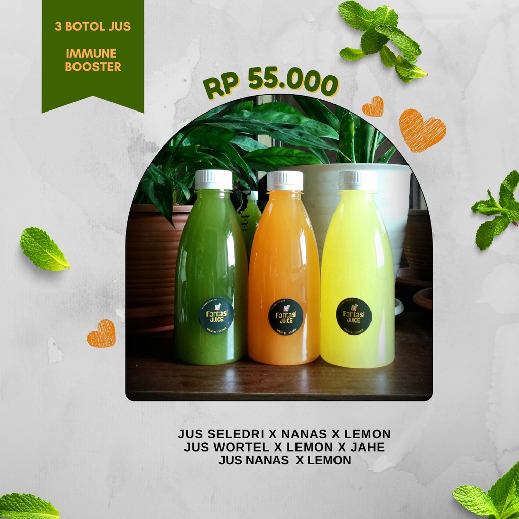 Jual PAKET IMMUNE BOOSTER 3 Botol Jus | Fantasi Juice | FRESH JUICE 350 ...
