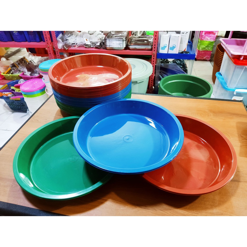 Jual (12pcs) Nampan Bulat Diameter 30cm Plastik Tebal Murah Lengser ...