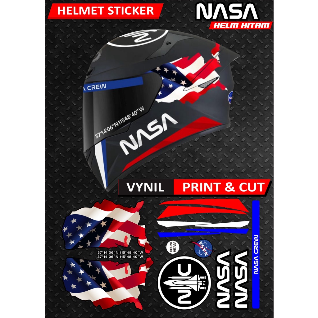 Jual Stiker helm Nasa / sticker HELMET NASA / NASA CREW PRINT AND CUT ...
