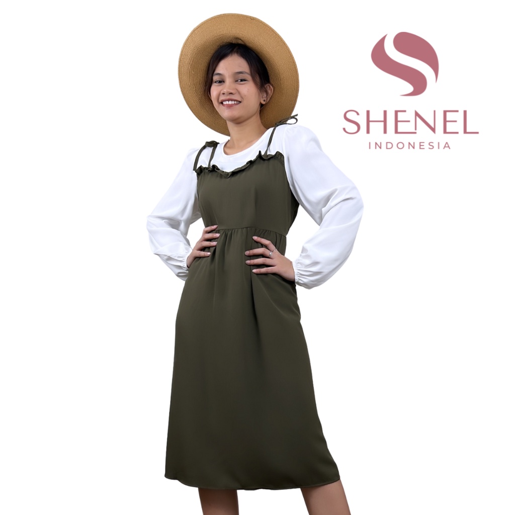 Jual Shenel | Jeju Set Dress Midi Lengan Panjang Dua Tali Ikat Korean ...
