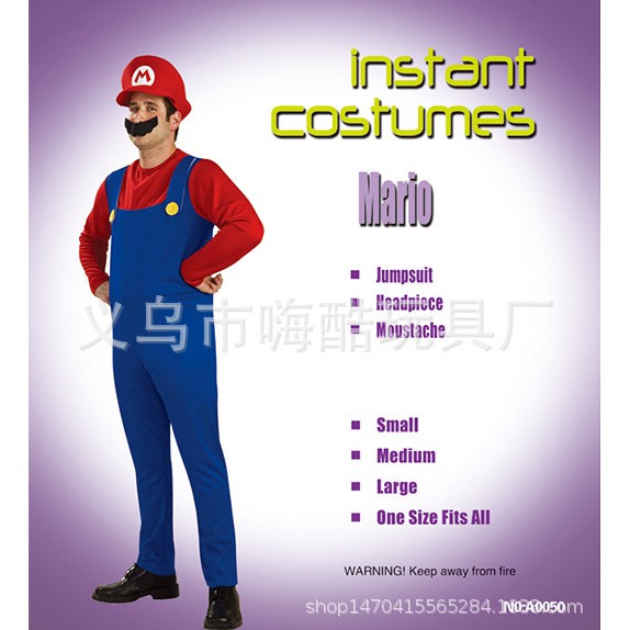 Jual CC-159 kostum halloween mario bross merah cosplay costume dewasa ...