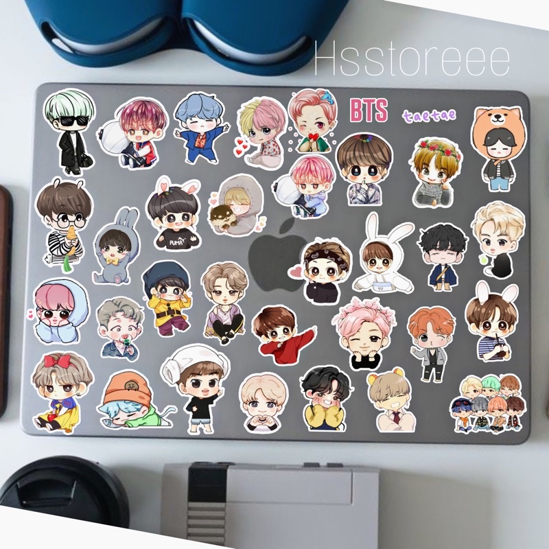 Jual Stiker motif BTS CHIBI Cute Decoratif ( sudah cutting ) Laminasi ...