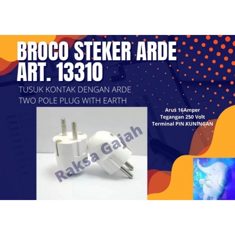 Jual BROCO Steker Arde 13310 Round Plug - STEKER BULAT BROCO | Shopee ...