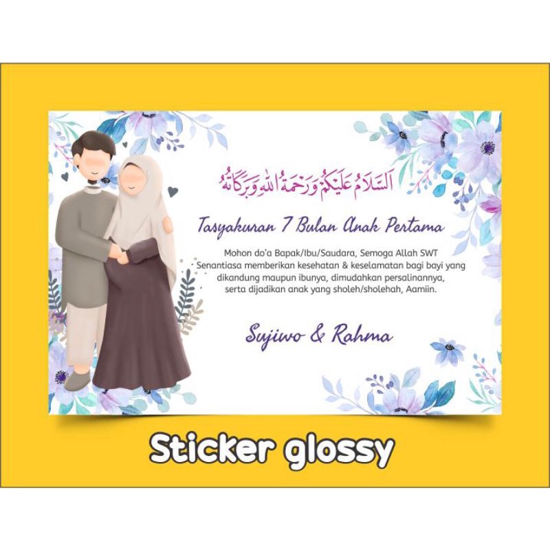 Jual Stiker label kartu tasyakuran syukuran kehamilan 4 bulanan 7 ...