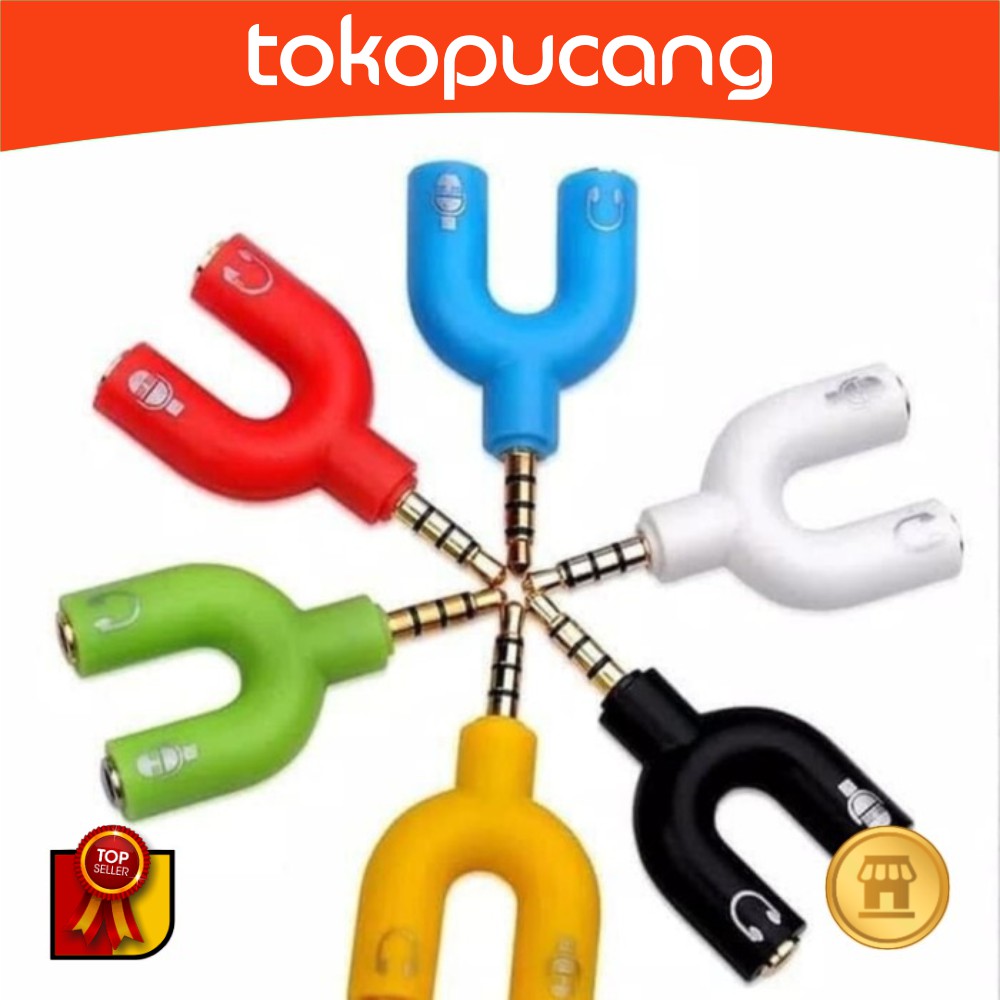 Jual Splitter Split Audio Mic dan Headphone HP AUX extractor youtuber ...