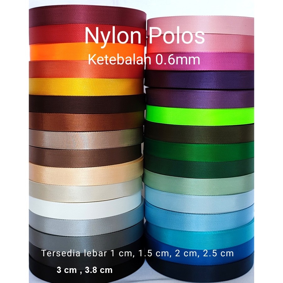 Jual Webbing 1cm Nylon Polos ketebalan 0.6mm (meteran) | Shopee Indonesia