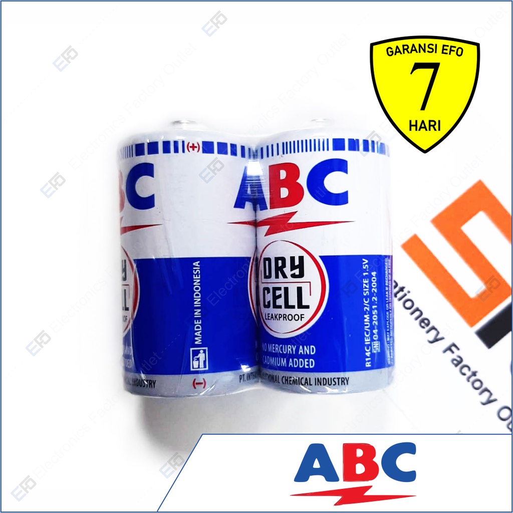 Jual Baterai ABC Sedang isi 2 - C Size Dry Cell Battery | Shopee Indonesia