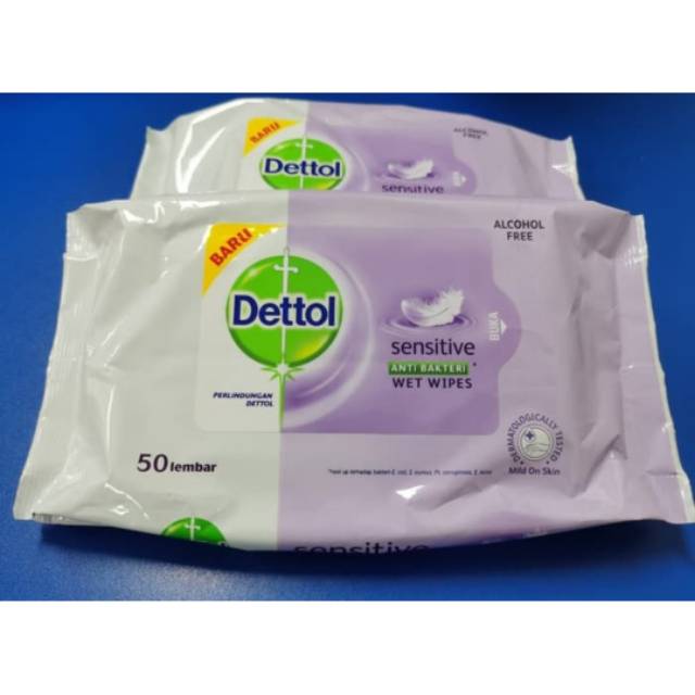 Jual Dettol Tissue Basah Sensitive Wipes isi 50 | Shopee Indonesia