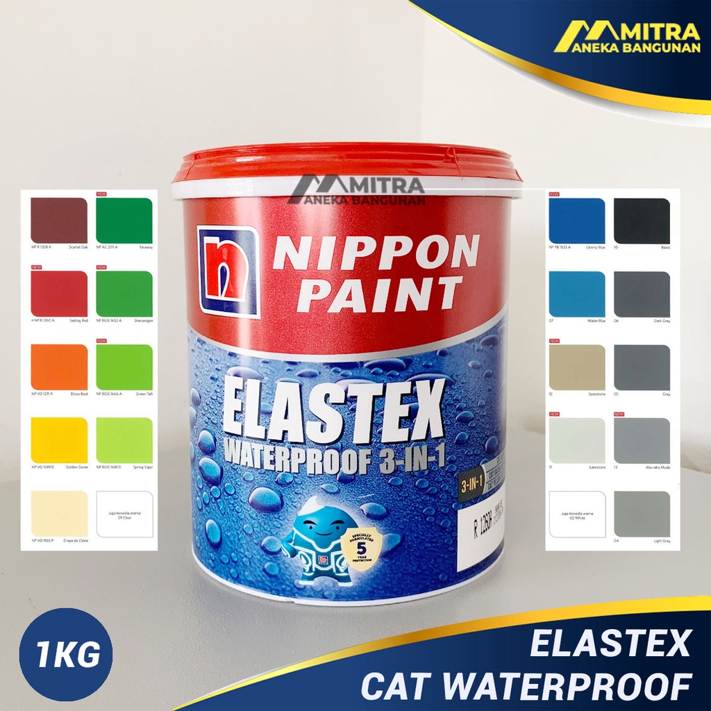 Jual CAT WATERPROOF ELASTEX NIPPON PAINT 1 KG / CAT PELAPIS ANTI BOCOR / CAT DINDING ANTI JAMUR ...
