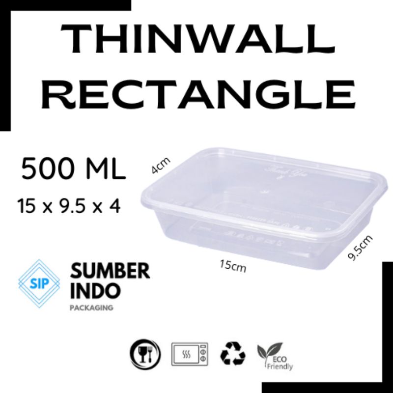 Jual THINWALL RECTANGLE KOTAK MAKAN PLASTIK NASI KUE 500 ML | Shopee Indonesia