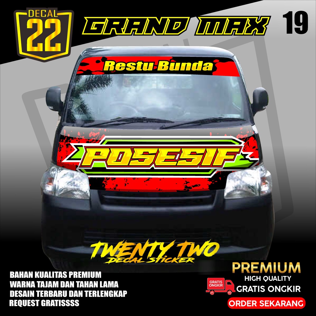 Jual decal stiker kabin depan grand max pick up kode 19 Podo | Shopee ...