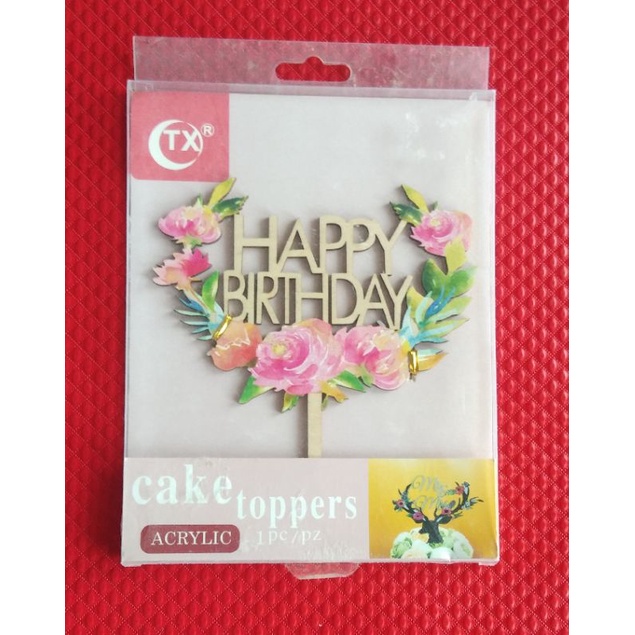 Jual Topper Cake Ulang Tahun Happy Birthday Flower Bunga Kue Ultah ...