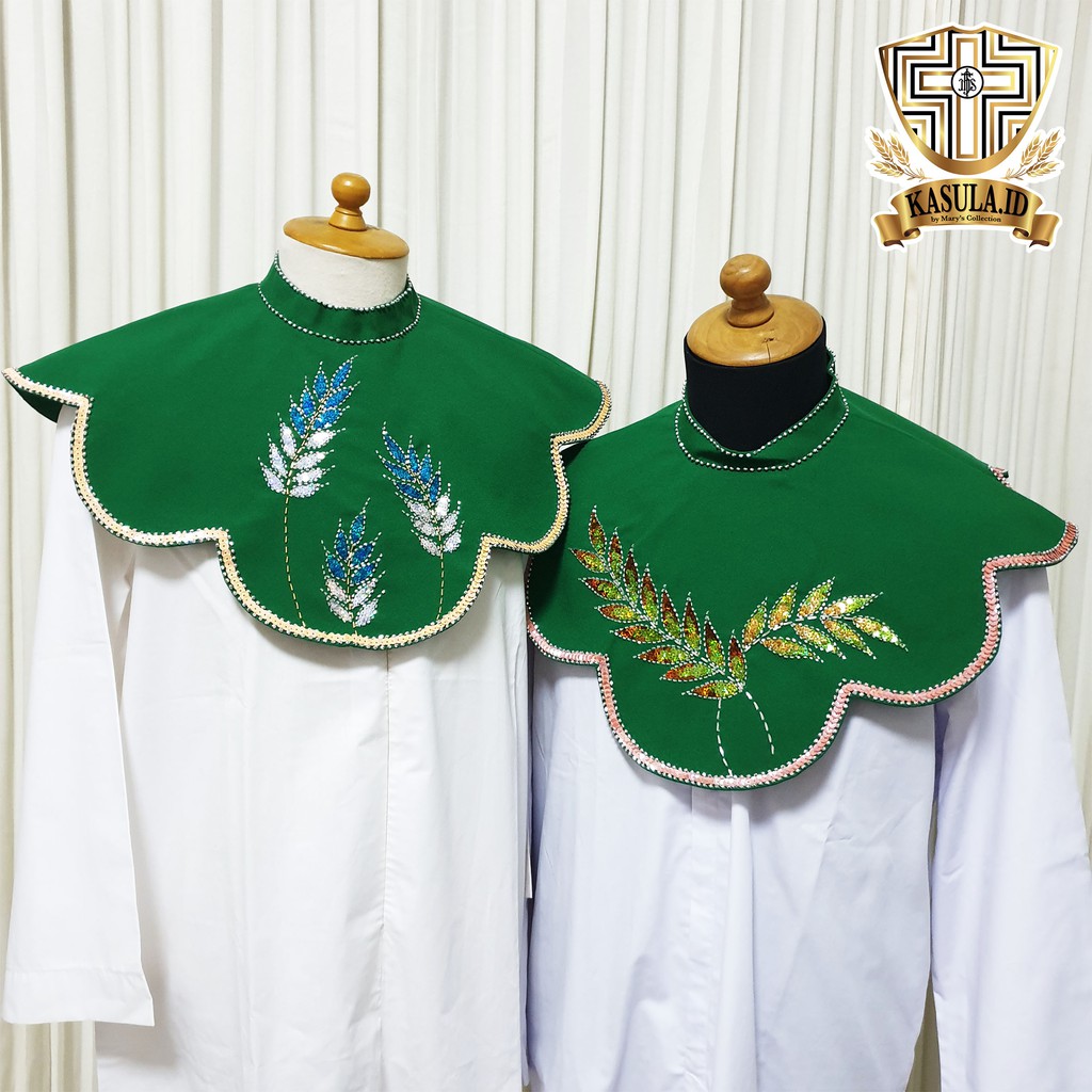 Jual 1 set Krah Misdinar putra altar katolik warna hijau (2 pcs ...