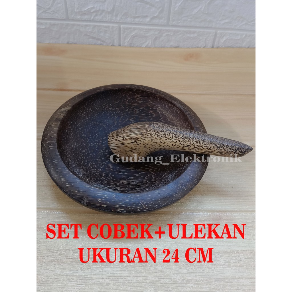 Jual Set Cobek Dan Ulekan Besar Kayu Pohon Kelapa Asli Set Murah Tanpa ...