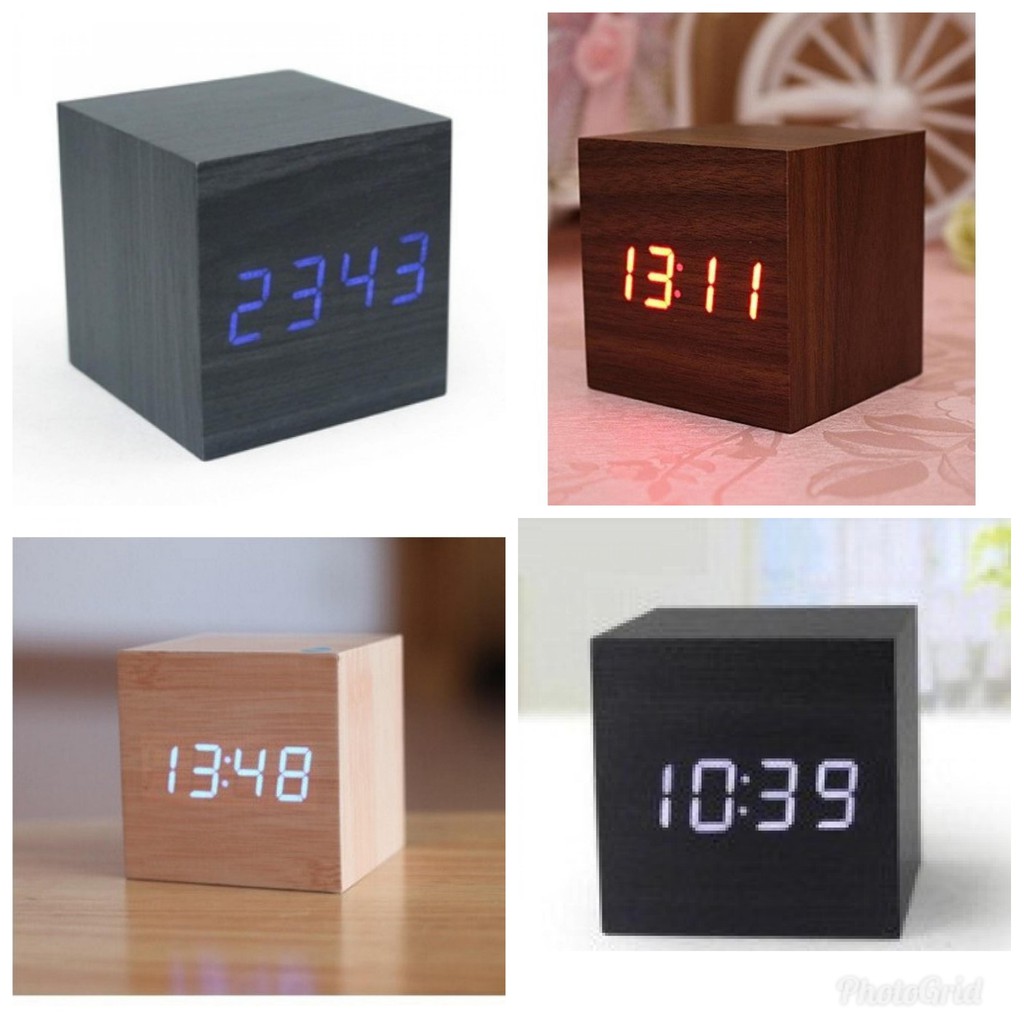 Jual Jam Waker Kayu Kotak 808 Dengan Sensor Suara / Led Digital Alarm ...