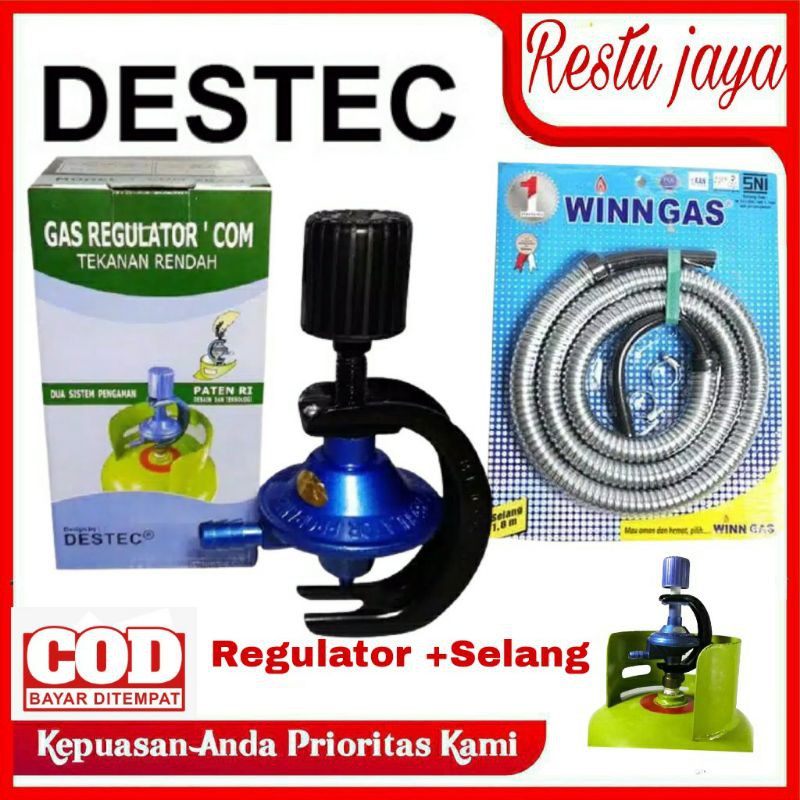 Jual REGULATOR GAS ELPIJI DESTEC COM-U12R NON METER+ SELANG FLEKSIBLE ...