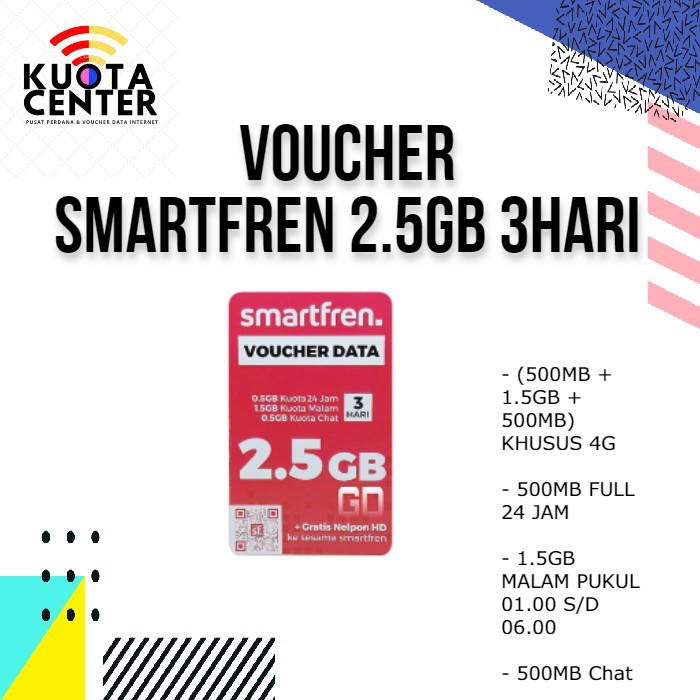 Jual V. SMARTFREEN 2.5GB - 3 HARI | Shopee Indonesia
