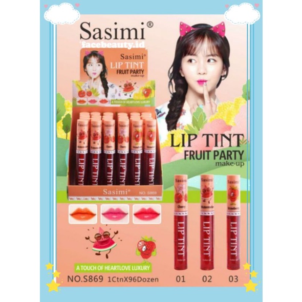 Jual PROMO ECER!! LIP TINT SASIMI FRUIT PARTY NO. S869 | Shopee Indonesia