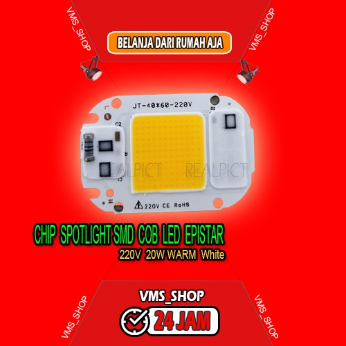 Jual CHIP LAMPU COB LED FLOODLIGHT 220V 20W 3000K~3500K - WARM WHITE ...