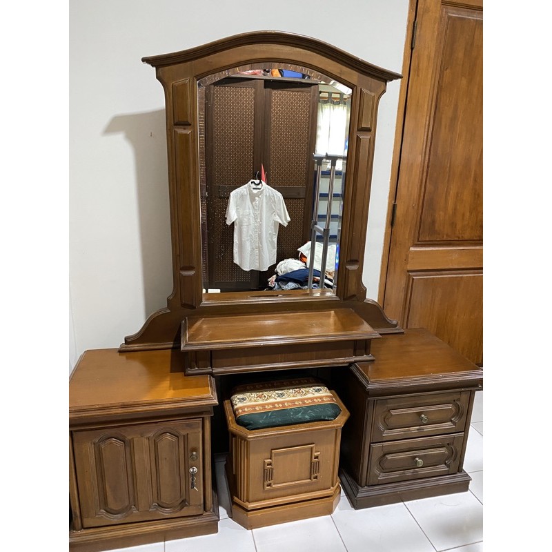 Jual Meja rias kayu home made dengan kaca besar | Shopee Indonesia