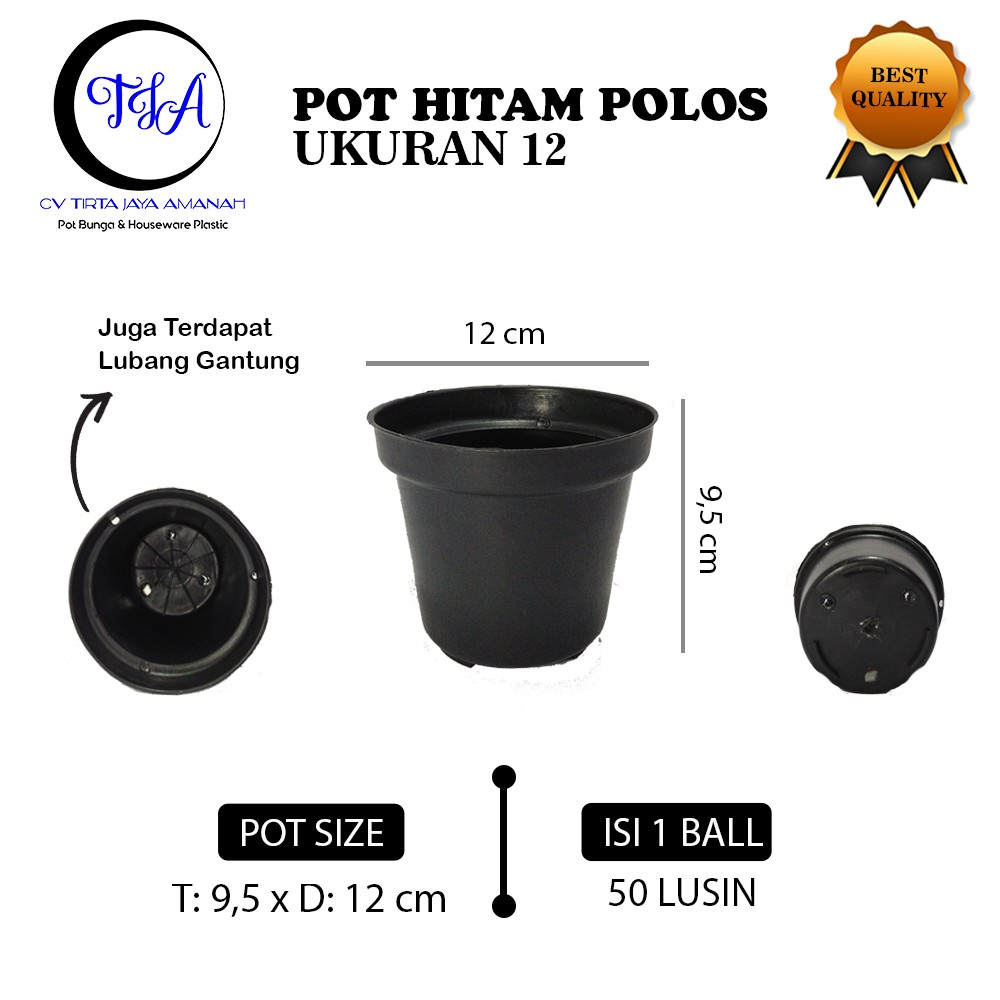 Jual POT BUNGA HITAM POLOS 12 / POT PLASTIK / pot TANAMAN / POT PETANI ...