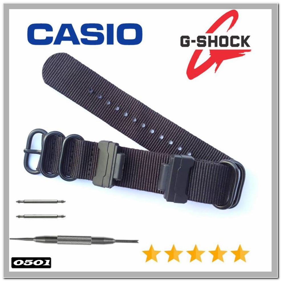 Jual TALI CANVAS JAM TANGAN CASIO G SHOCK ADAPTER FULL BLACK FREE ...