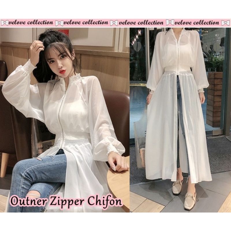 Jual Outner Zipper Chifon Import | Shopee Indonesia