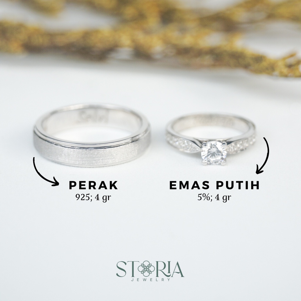 Jual Cincin Kawin Couple Emas Putih K-Gold Perak Sterling Silver 925 GS ...