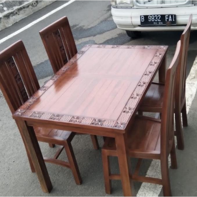Jual Meja Makan Set Kayu 4 Kursi Kopebren | Shopee Indonesia