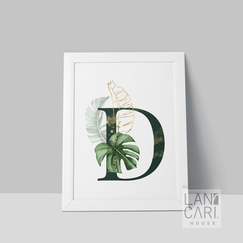 Jual Inisial Frame D Dekorasi Nama Wedding Name Sign Monstera Bingkai ...