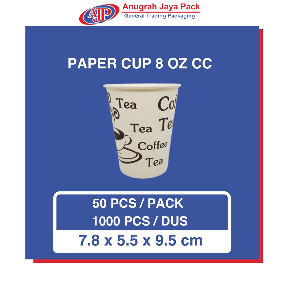 Jual Paper Cup 8 Oz CC - Gelas Kertas Minuman Panas 8 Oz CC Tanpa Tutup ...
